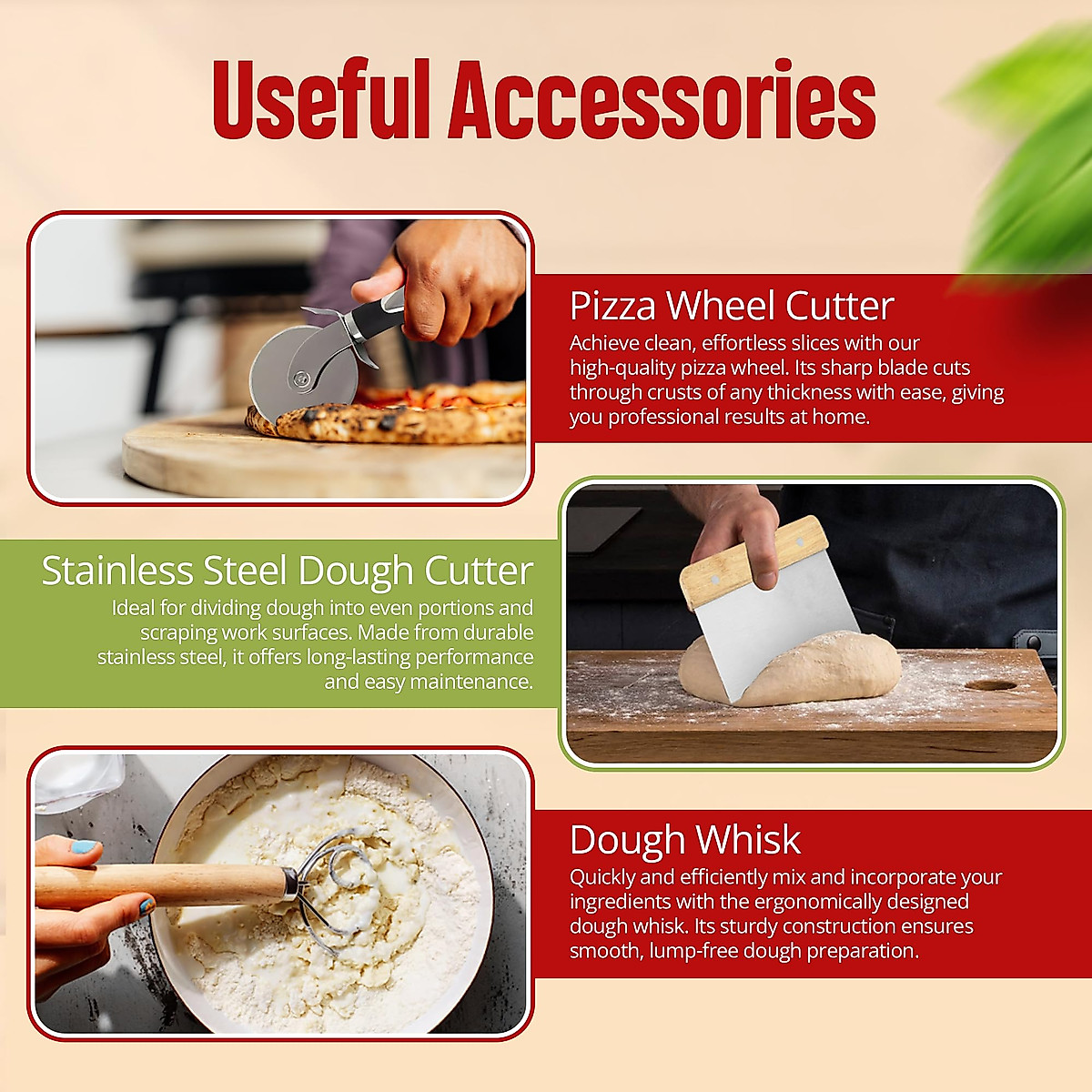 YAANI Pizza Dough Proofing Box Set, Pack of 2 Stackable Bread Proofing Box with Lids, Pizza Wheel, Dough Whisk, Dough Scraper, Perfect for Pizza Dough, Sourdough, Food Storage Container
