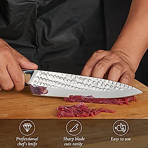 Mareston Chef Knife, Ultra Sharp Kitchen Knife High Carbon Stainless Steel Sharp Cooking Knife with Ergonomic Handle（8 Inch ）