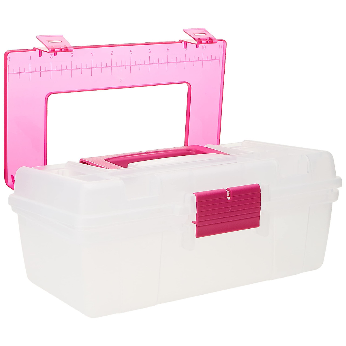 Creative Options 114-082 Molded Storage Craft Box with Lift-Out Tray, 13-inch , Pink