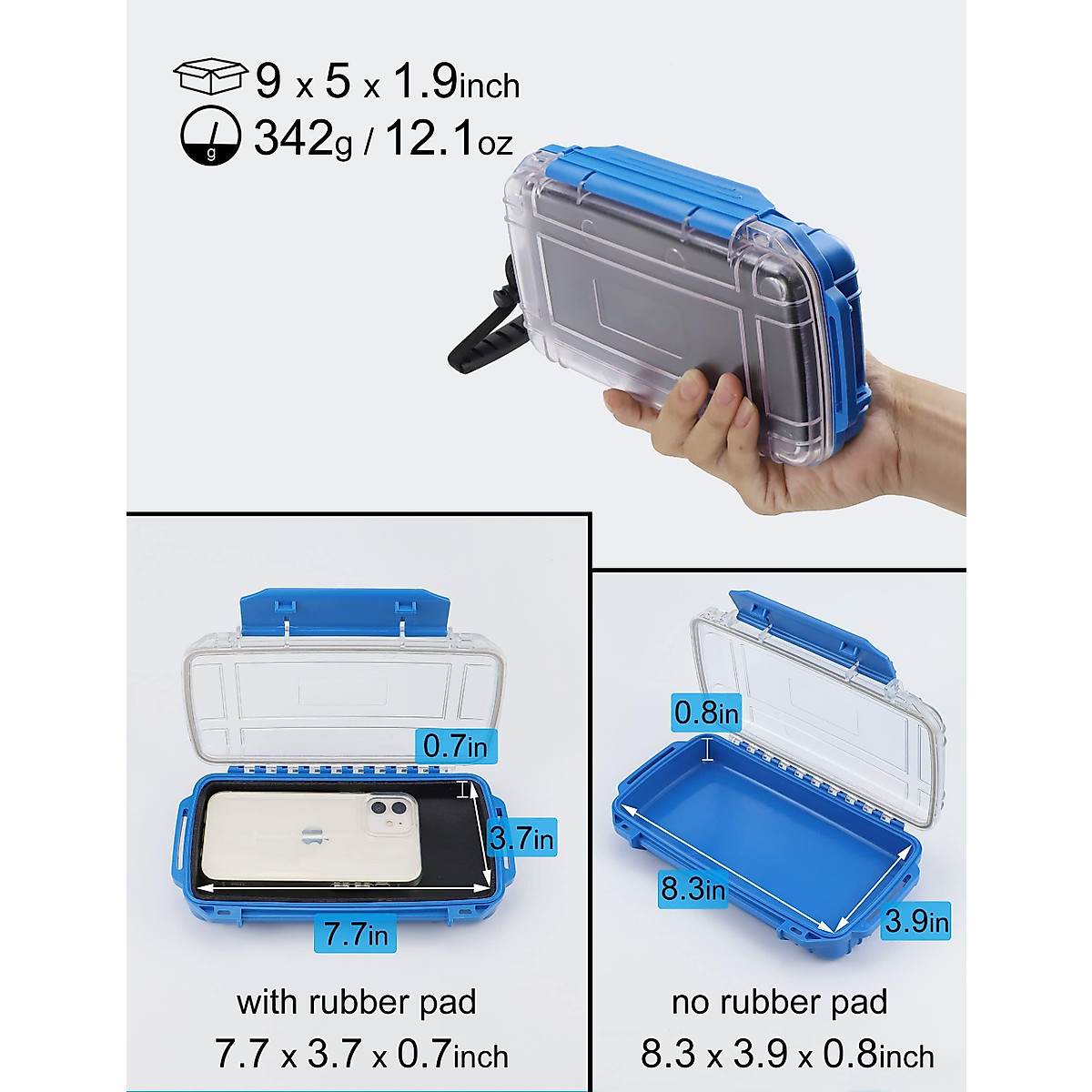 Hlotmeky Dry Box Waterproof Box for Kayaking Boat Waterproof Phone Box Small Waterproof Container Watertight Storage Box Diving Dry Case (Blue)
