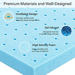 Maxzzz Queen Mattress Topper,2 Inch Ventilated Design Memory Foam Queen Mattress Topper,Cooling Gel Infused Swirl Foam Pad for Pressure Relief Back Pain, CertiPUR-US Certified