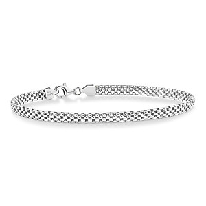 Miabella 925 Sterling Silver Italian 4mm Mesh Link Chain Bracelet for Women, Made in Italy (Length 7 Inches (Small))