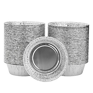 Juvale 100 Pack Mini Individual Pot Pie Pans, Round Disposable Aluminum Tins for Small Business, Catering, Baking, and Cafes (5 In)