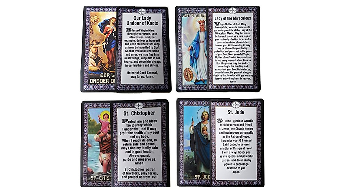 Catholic Holy Prayer Cards Set of 10 Durable Plastic Devotions