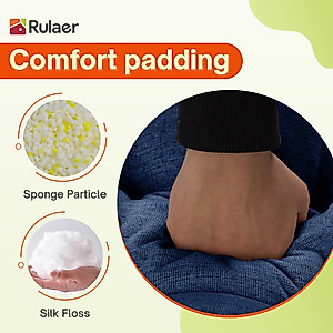 RULAER Indoor 18x18x3.5inch Chair Cushions Blue Tufted Double Piping with Straps Patio Seat Cushion No-Faded Thickened Puffy Dining Chair Pads,Set of 2