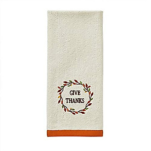 SKL Home Harvest Wreath Thanks Hand Towel Set, White 2 Count