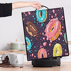 DXTKWL Pink Donut Chocolate Theme Coffee Maker Cover Dust protection,Cute Coffee Machine Cover with Pockets and Top Handle， Easy Clean 14.6 * 11.2 * 17inch