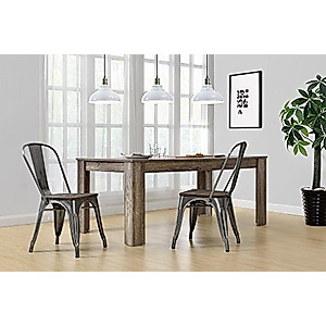 DHP Fusion Metal Dining Chair with Wood Seat, Distressed Metal Finish for Industrial Appeal, Set of two, Antique Gun Metal
