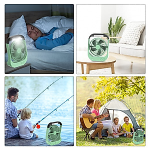 ATEngeus USB Desk Fan, 10000mAh Rechargeable Battery Operated Fan, 4 Speeds Table Fan, 8“ Camping Fan, 180°Rotation, LED Light, Timer, Portable Fan for Camping,Traveling