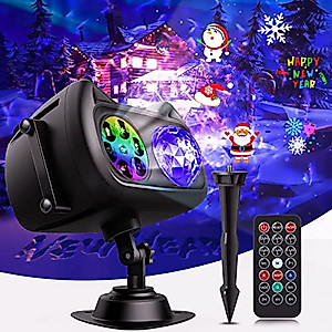 Christmas Projector Lights Outdoor 2 in 1 Ocean Wave Snowflake Projector Holiday Projector Lights Outdoor Light Projector for House Waterproof with Remote Control for Christmas Outdoor Decorations