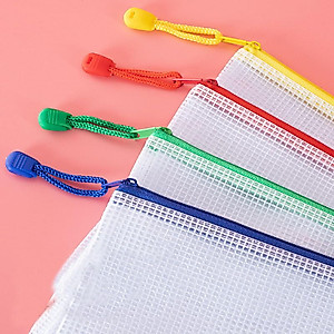 12 Pieces Mesh Zipper Pouch Document Folders Waterproof Plastic Mesh Bag for Business Makeup Board Game School Office Home Travel Storage