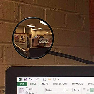 Ampper Glass Clip On Rear View Cubicle Mirror, Flexible Convex Security Mirror for Personal Safety Desk Rearview Monitors or Anywhere (3.75", Round)
