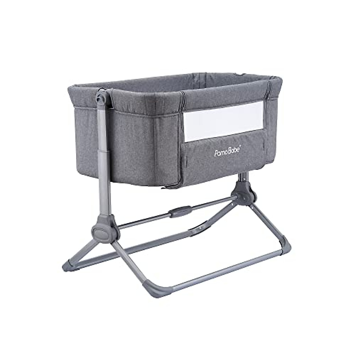 Pamo babe Bedside Bassinet for Baby Crib Quick One-Hand Folding Bedside Sleeper 4 Adjustable Heights Co-Sleeper