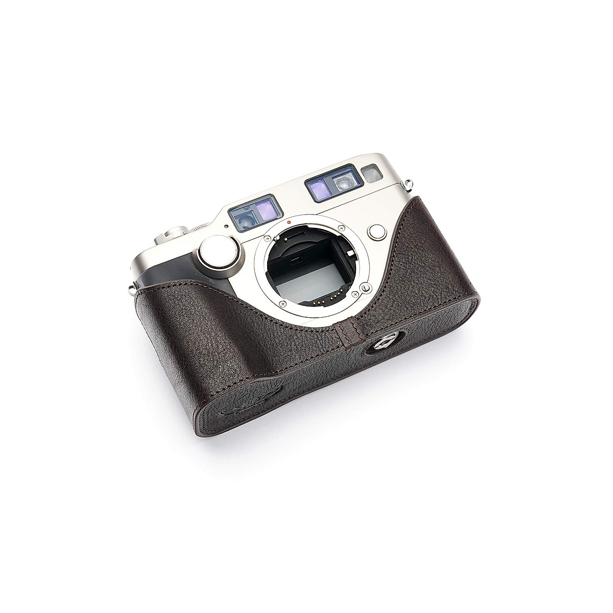 Contax G2 Case, BolinUS Handmade Genuine Real Leather Half Camera Case Bag Cover for Contax G2 Camera with Hand Strap (Coffee)