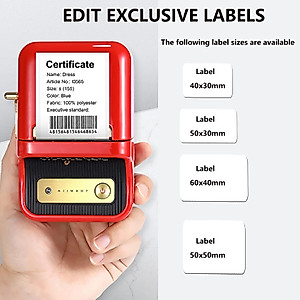 BrokSilent Label Maker Machine B21, Mini Desktop Label Printers, Wireless Portable Bluetooth Thermal Barcode Label Printer with Tape for Phone (Red)