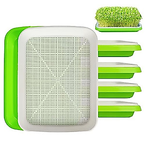 SDLDEER Seed Sprouting Tray, 5 Packs Microgreens Growing Trays Big Capacity Sprouts Growing Kit Soil-Free Sprouter Tray for Sprouting Seeds, Beans, Wheatgrass