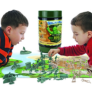 Imagination Generation Army Men Big Battle Playset Deluxe Army Toys and Green Army Men - Set Includes Tan and Green Army Men, Tanks, Jets, Walls, Helis, Battlefield Mat and More (260 pcs)