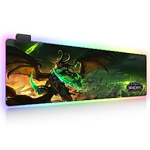 Illidan RGB Soft Gaming Mouse Pad Large Oversized Glowing Led Extended Mousepad Non-Slip Rubber Base Computer Keyboard Pad Mat 31.5X 11.8in