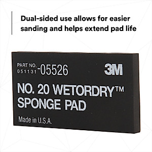 3M Wetordry Sponge Pad 20, 05526, 5 1/2 x 2-3/4 in x 3/8 in , Black