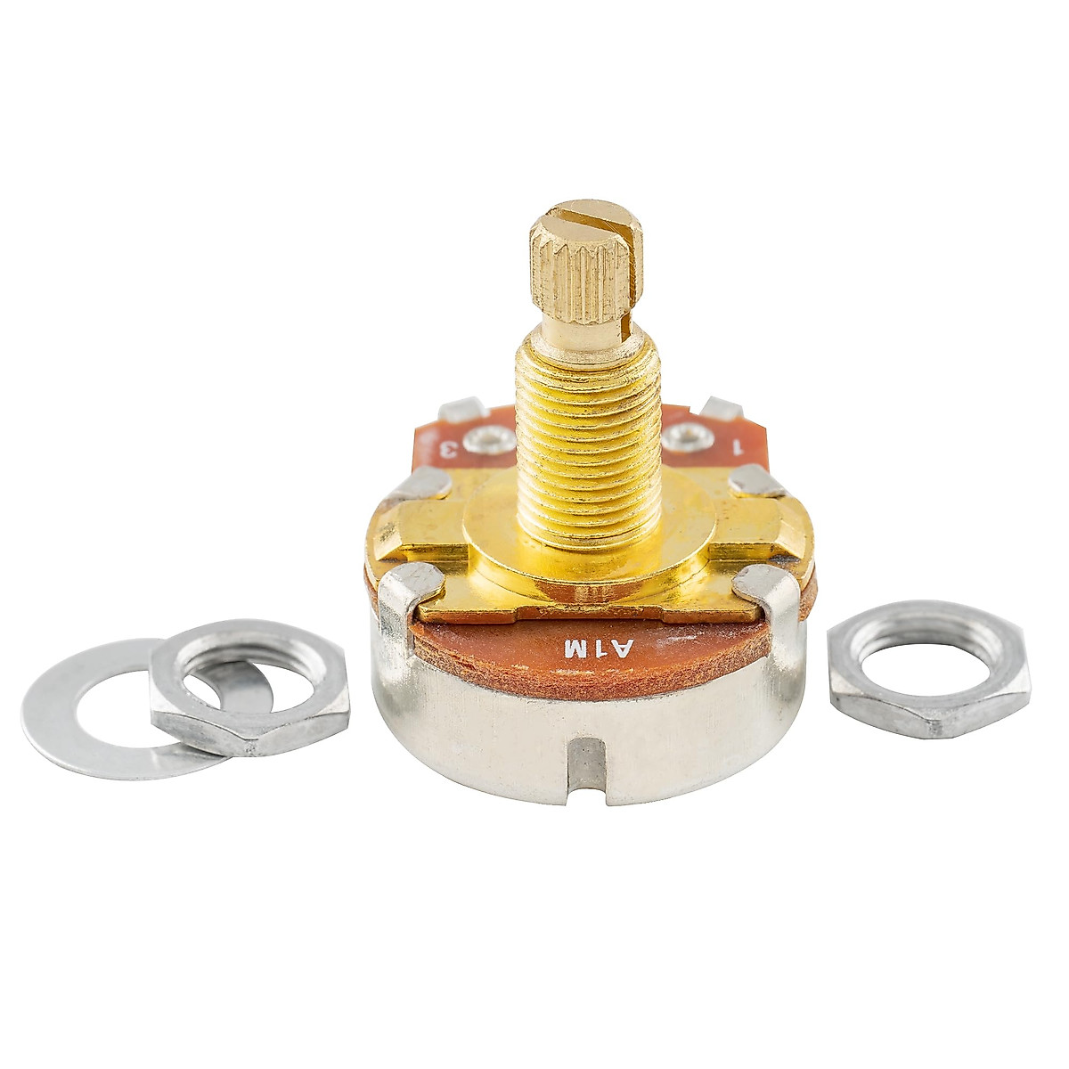 Musiclily Pro Brass Thread Full Metric Sized Control Pots A1 Meg Audio Taper Potentiometers for Guitar (Set of 2)