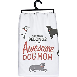 Primitives by Kathy This Towel Belongs to an ... Awesome Dog Mom Decorative Kitchen Towel