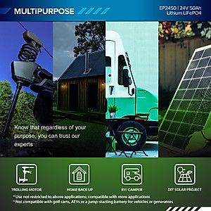 ExpertPower 24V 50Ah Lithium LiFePO4 Deep Cycle Rechargeable Battery | 2500-7000 Life Cycles & 10-Year Lifetime | Built-in BMS | Trolling Motors, RV, Solar, Marine, Overland, Off-Grid