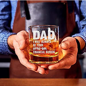 CARVELITA Dad I Will Always Be Your Little Girl Financial Burden 11oz Engraved Whiskey Glasses - Dad Gifts From Daughters, Funny Dad Glasses, Financial Burden Dad Mug, Dad Favorite Child