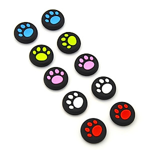 yueton 5 Pairs Replacement Cat Pad Style Silicone Analog Controller Joystick Thumb Stick Grip Cap Cover for Sony Playstation 4 Controller