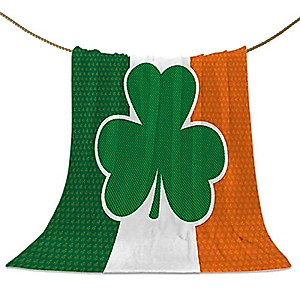 Luxury Extra Soft Throw Blanket St. Patrick's Day Irish Flag Printed Flannel Fleece Reversible Blankets Super Warm Cozy Couch Blanket 40x50Inches