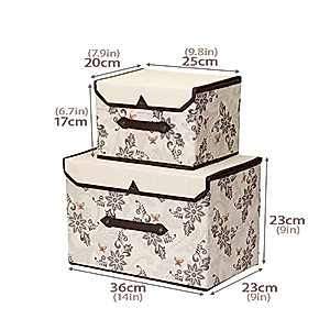 weallbuy Storage Boxes with Lids, 4 Foldable Storage Bins, Organizer Bins Set for Clothes Toys Books Cosmetics Sundries (Moring Glory)