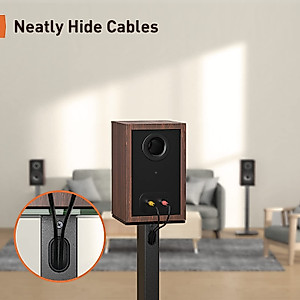 Perlegear Universal Bookshelf Speaker Stands with Aluminum Column for Speakers up to 22 lbs, Speaker Stand Pair with Cable Management, Surround Sound Speaker Stand PGSS9-1 Black