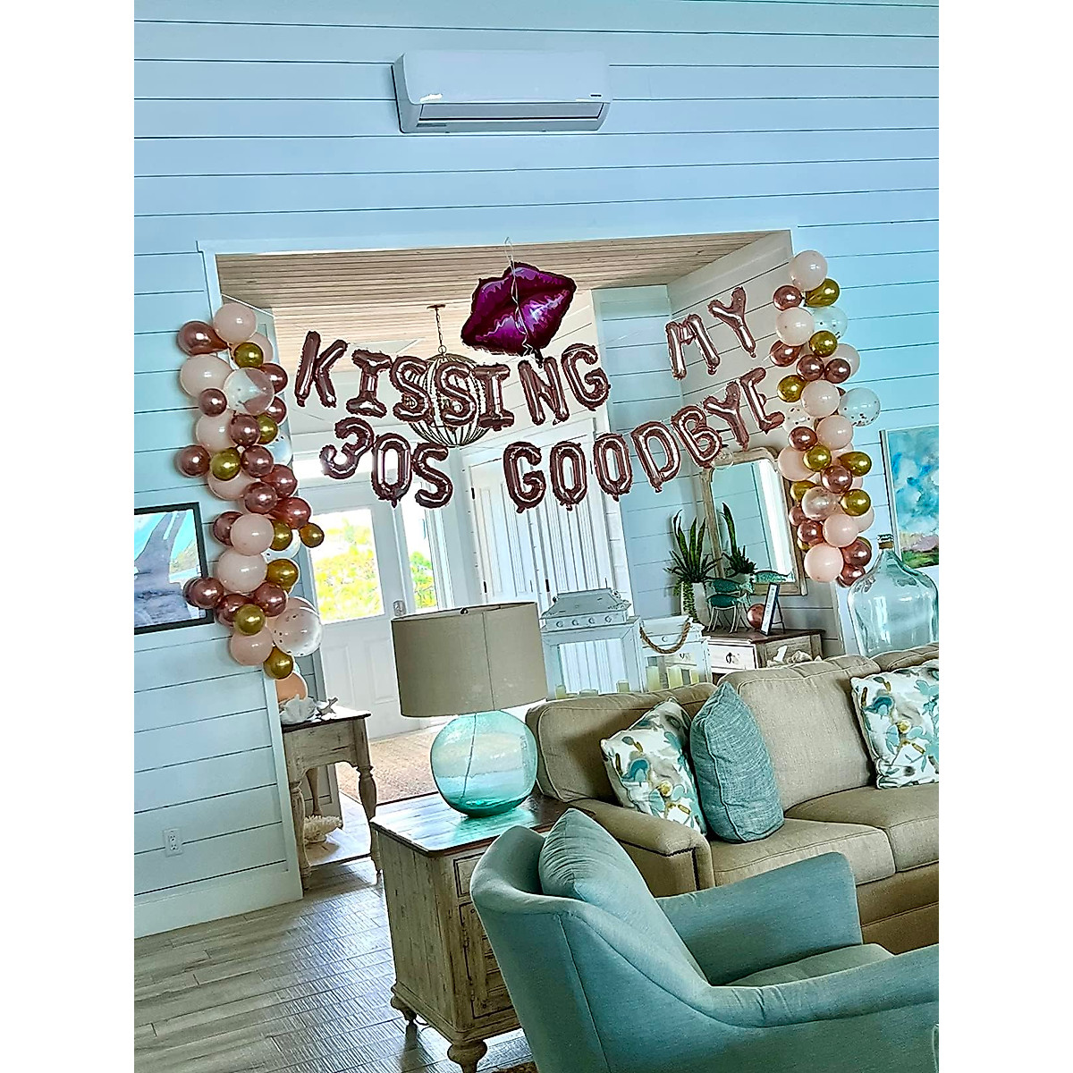 JeVenis Kissing My 30s Goodbye Decorations Kissing My 30s Goodbye Banner Balloons 40th Birthday Balloon Dirty 40 Balloon