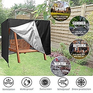 yeshine Outdoor Swing Cover, 3 Seater Patio Swing Cover Hammock Chair Glider Covers, Waterproof 210D Silver Coated Oxford Fabric, UV Protection, Dustproof, 86.61" x 49.21'' x 66.93'', Black