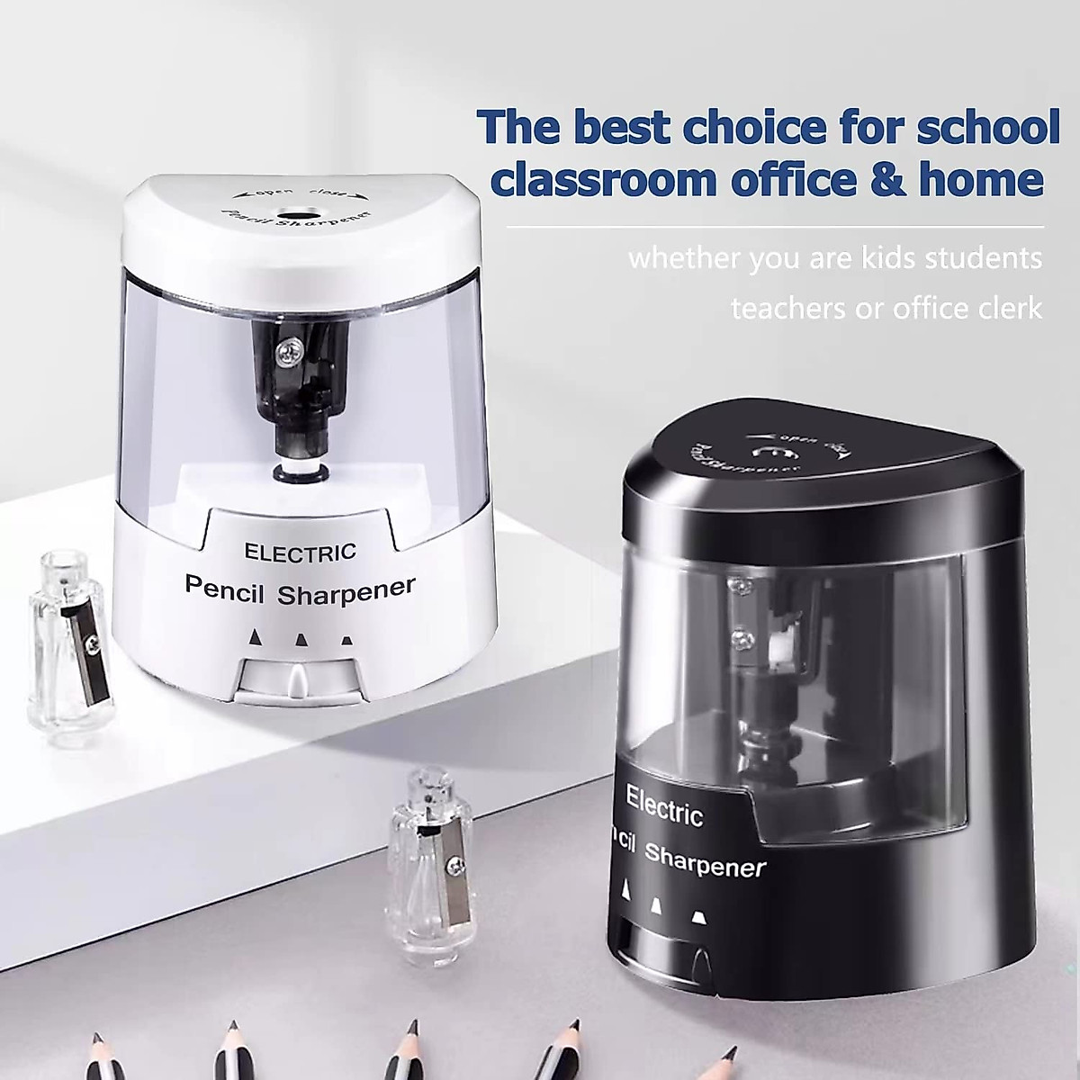 Zankocat Electric Pencil Sharpener, Battery (Not Included) USB Powered Small Portable for NO.2 and Colored Pencils, Automatic and Durable for Classroom, Home, Office, 3 Different Sharpness Options (White)