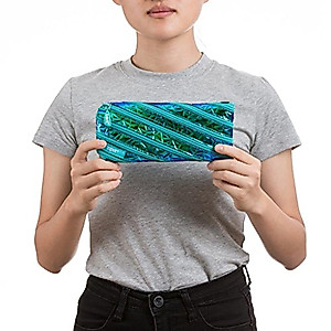 ZIPIT Metallic Pencil Case for Girls, Holds Up to 30 Pens, Pouch Made of One Long Zipper! (Blue-Green)