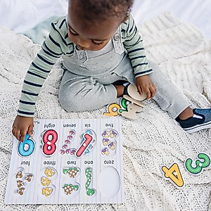 Melissa & Doug Lift & See Numbers Wooden Peg Puzzle - 10 Pieces - FSC Certified