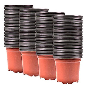 Plastic Nursery Plant Pot 100 Pack Flower Seedling Starter Pots for Little Garden Pots to Repot Succulents and Small Plants (100Pack)