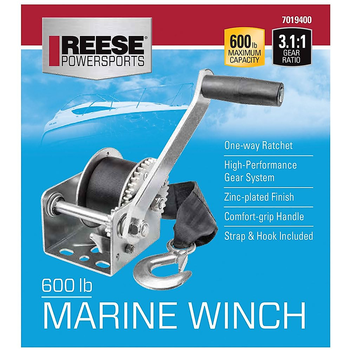 Reese Powersports 7019400 Marine Winch (600 Lb.)