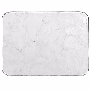 ATTX White Marble Dish Drying Mat for Kitchen, Easy Clean Dishwasher Safe Heat Resistant Eco-Friendly Countertop Mat, Christmas Decor 16 X 18 inches
