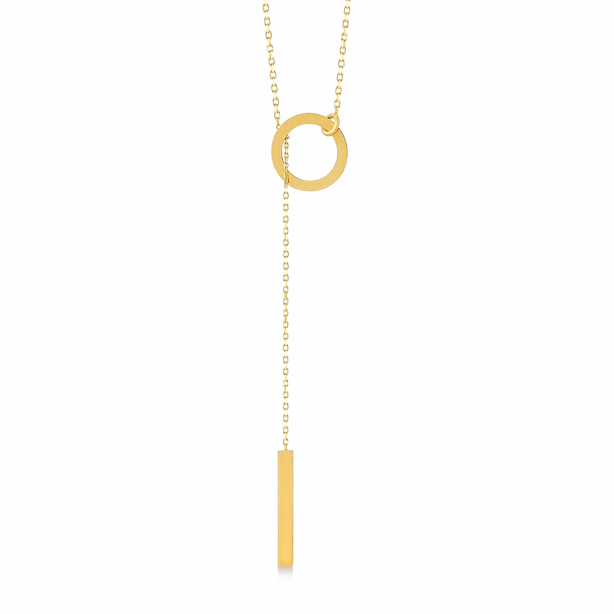 GELIN 14k Solid Gold Bar Y-Necklace for Women