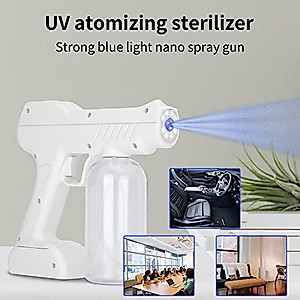Disinfectant Cordless Gun, Handheld Rechargeable Nano Atomizer 27oz Large Capacity Electric Sprayer Nozzle Adjustable Fogger for Home, Office, School or Garden