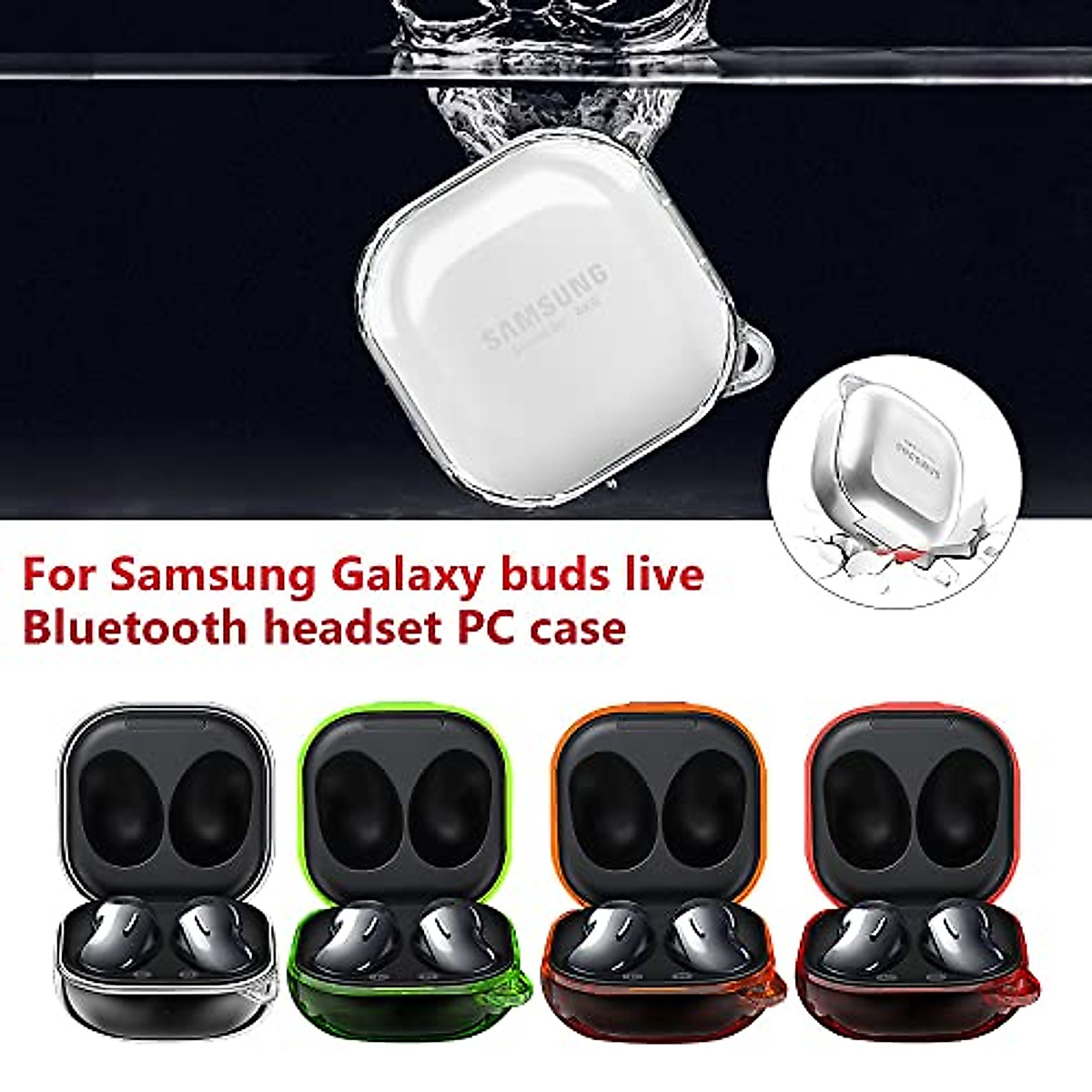 Compatible for Galaxy Buds Pro/Buds Live/Buds 2 Pro Case Clear, TPU Cover Transparent Protective CoverShockproof [Front LED Visible] for Galaxy Buds Pro/Buds Live/Buds 2 Pro Universal Case (Orange)