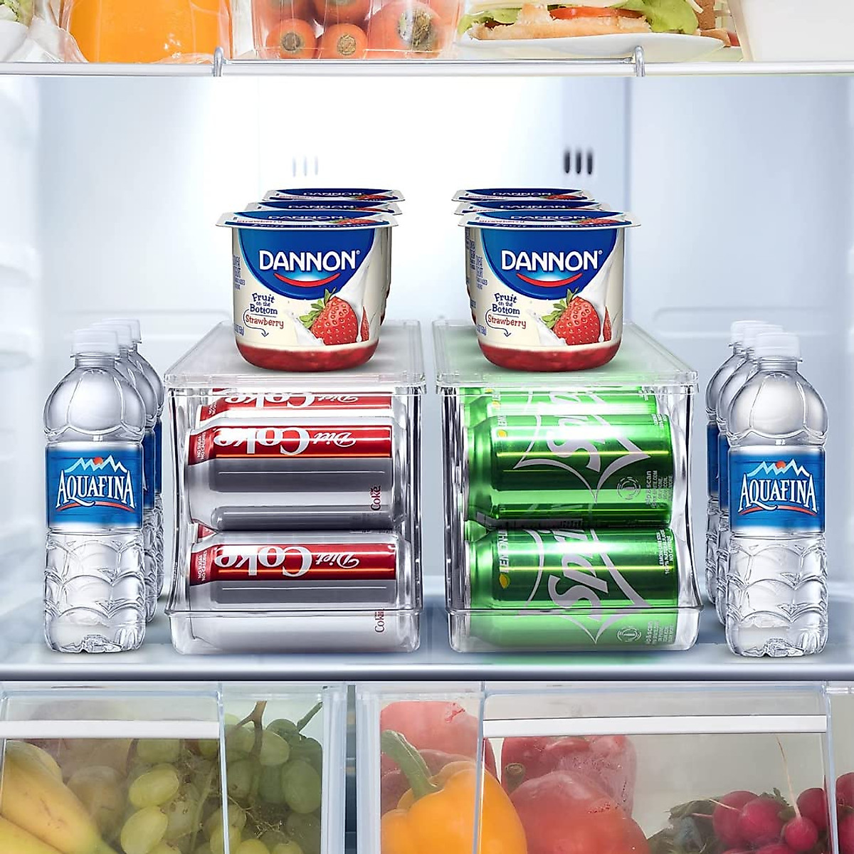 Soda Can Organizer for Refrigerator - Drink Organizer for Fridge - Beverage Dispenser for Fridge - Stackable Soda Can Organizer for Pantry -2 Pack Small and Large