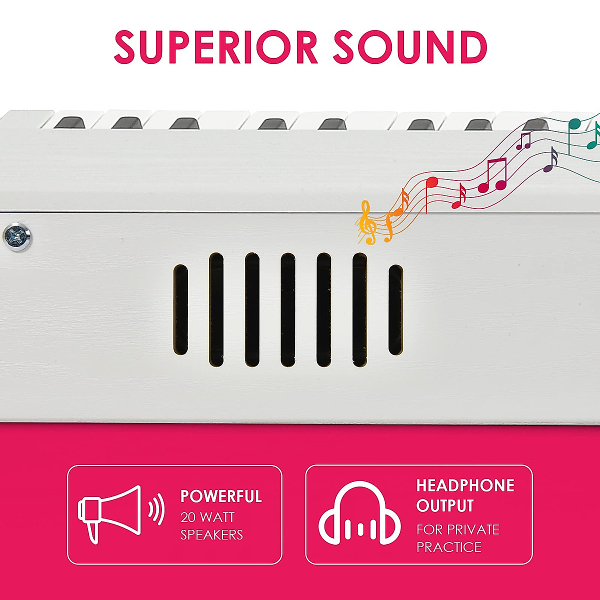 Safeplus Digital Piano 88 Key Full Size Weighted Keyboard, Electric Piano Portable with Sustain Pedal Power, Supply for Beginner Adults Practice (White)