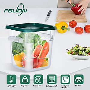 FSUON 4 Pack Clear Food Storage Containers with Lids and Handles Polycarbonate Square Commercial Food Containers, NSF (4Qt)