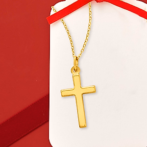 Ross-Simons Italian 18kt Yellow Gold Cross Pendant Necklace. 18 inches