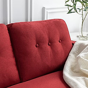 ZINUS Mikhail Sofa Couch / Ruby Red / Button Tufted Cushions / Easy, Tool-Free Assembly