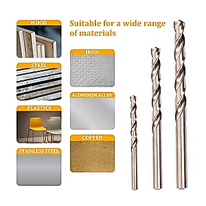 M MIMHOOY 5mm / 0.19" Cobalt Drill Bit Set (10 Pcs), M35 Cobalt Twist Drill Bits for Stainless Steel and Hard Metal