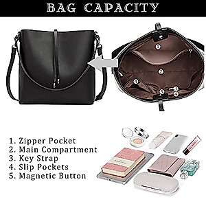 WESTBRONCO Hobo Bags for Women Vegan Leather Handbag Designer Crossbody Bucket Tote Purse Large Ladies Shoulder Bags Black