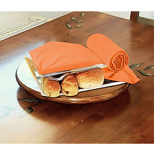 Bundle Set of Utopia Kitchen Flour Sack Tea Towels 12 Pack, 28" x 28" Ring Spun 100% Cotton Dish Cloths and Utopia Kitchen Unisex Adjustable Bib Apron with 2 Pockets Orange